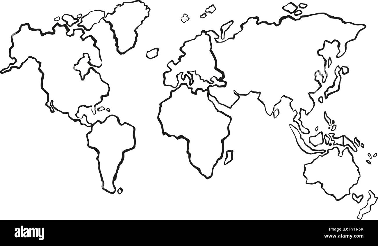 Draft of worldmap without color illustration Stock Vector Image & Art ...