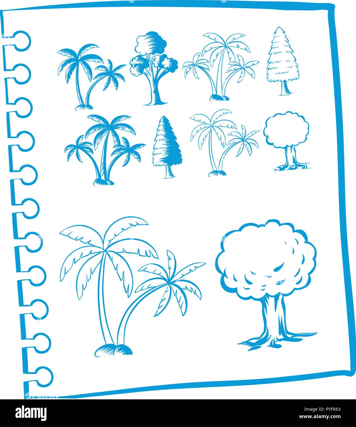 Doodles trees in blue color illustration Stock Vector Image & Art - Alamy