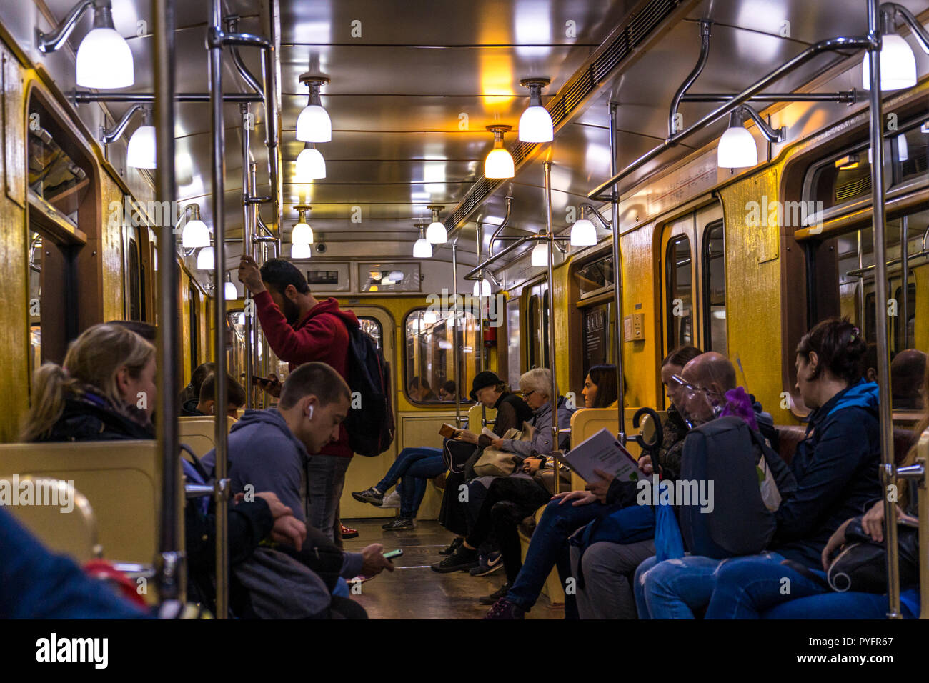Moscow, Russian Federation - September 2018: Vintage metro wagon in ...