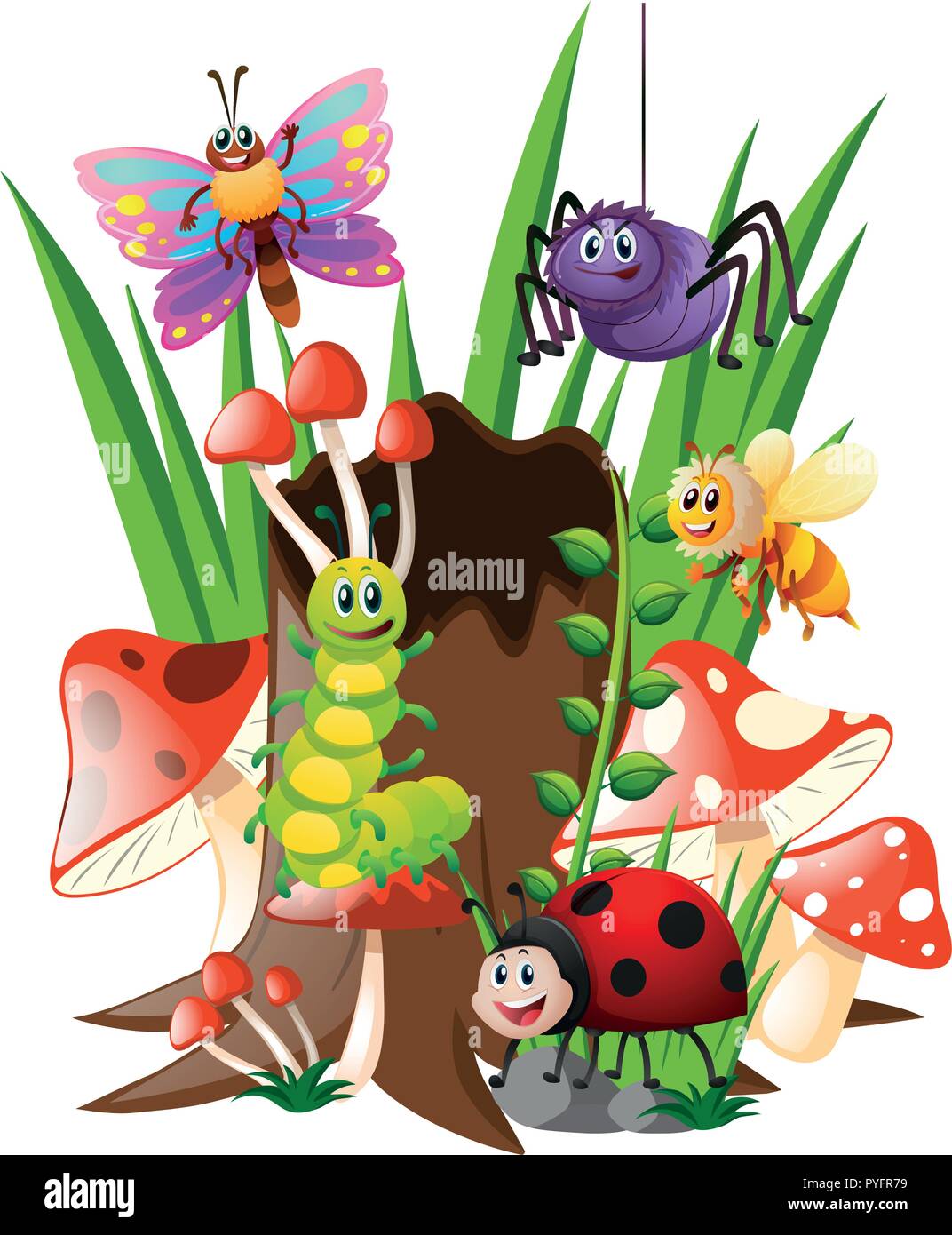 Many insects in garden illustration Stock Vector Image & Art - Alamy