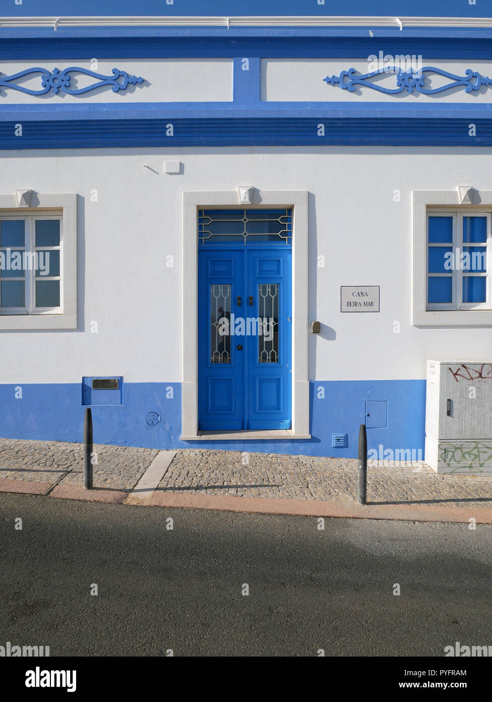Beautiful blue door architecture in Portugal Stock Photo - Alamy