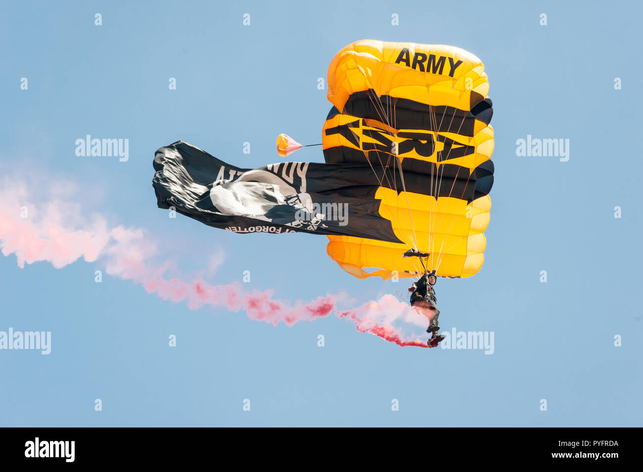 US Army Golden Knights Parachute Team jumping at the 2018 Great New ...