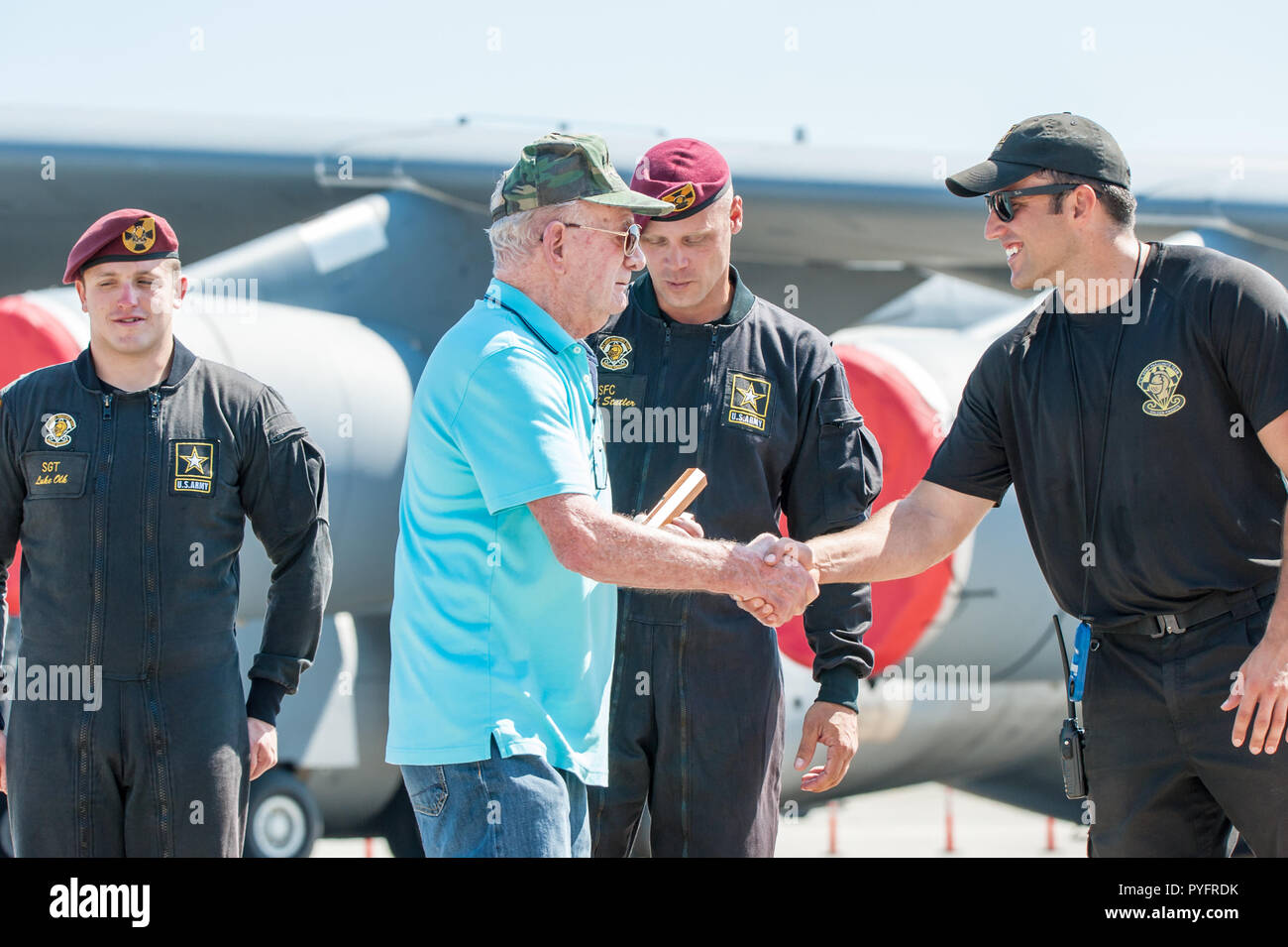CMSgt Allen (ret.) being honored by members of the Golden Knights team ...
