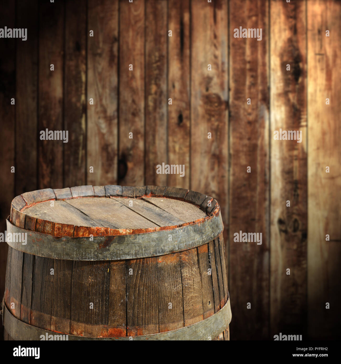 empty barrel for product display montages Stock Photo - Alamy