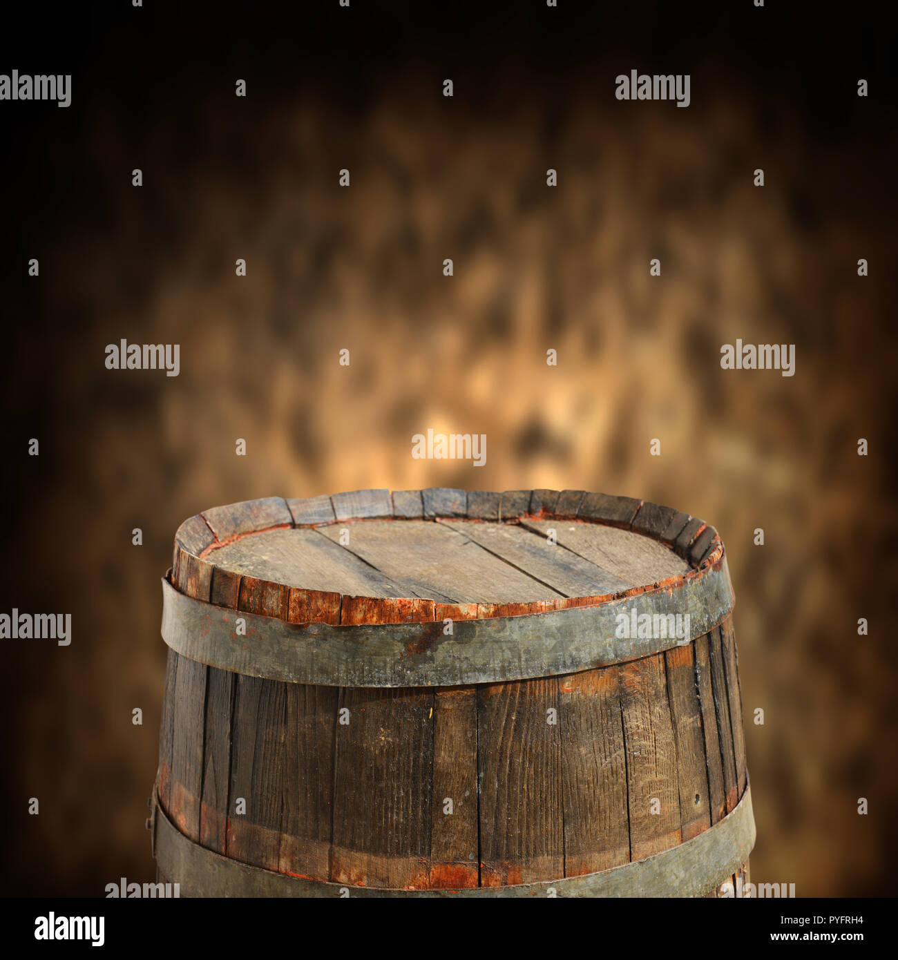 empty barrel for product display montages Stock Photo - Alamy