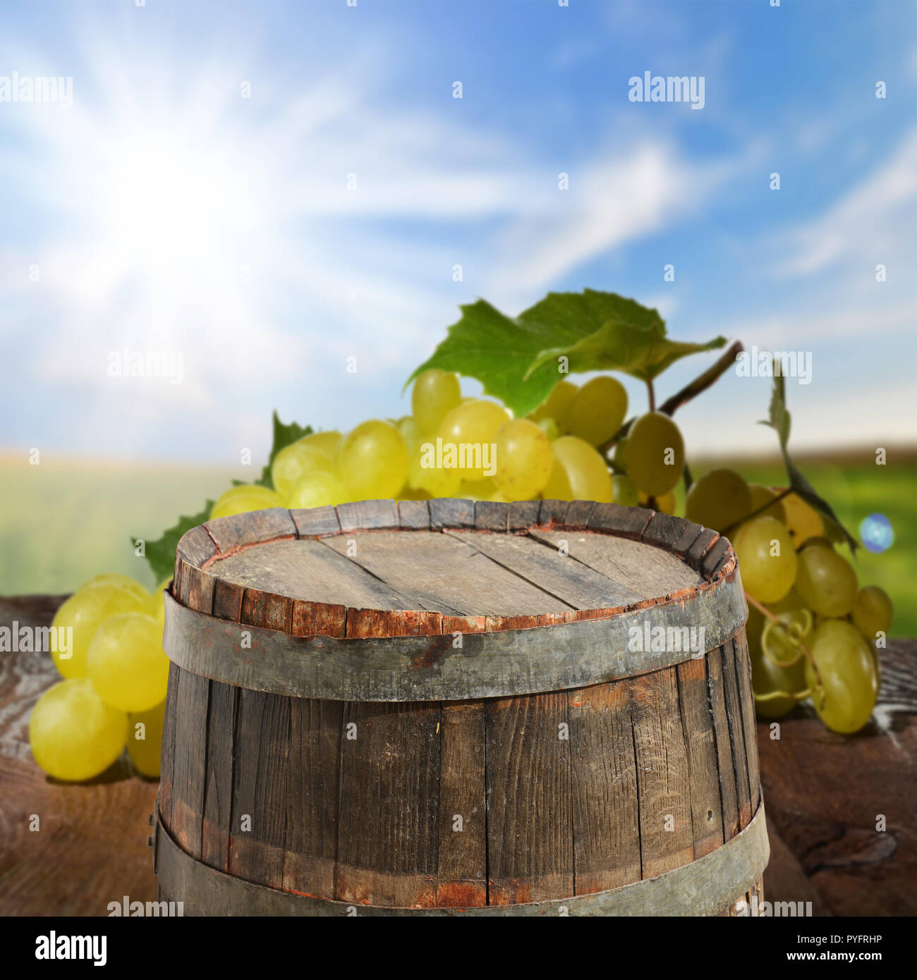 empty barrel for product display montages Stock Photo - Alamy