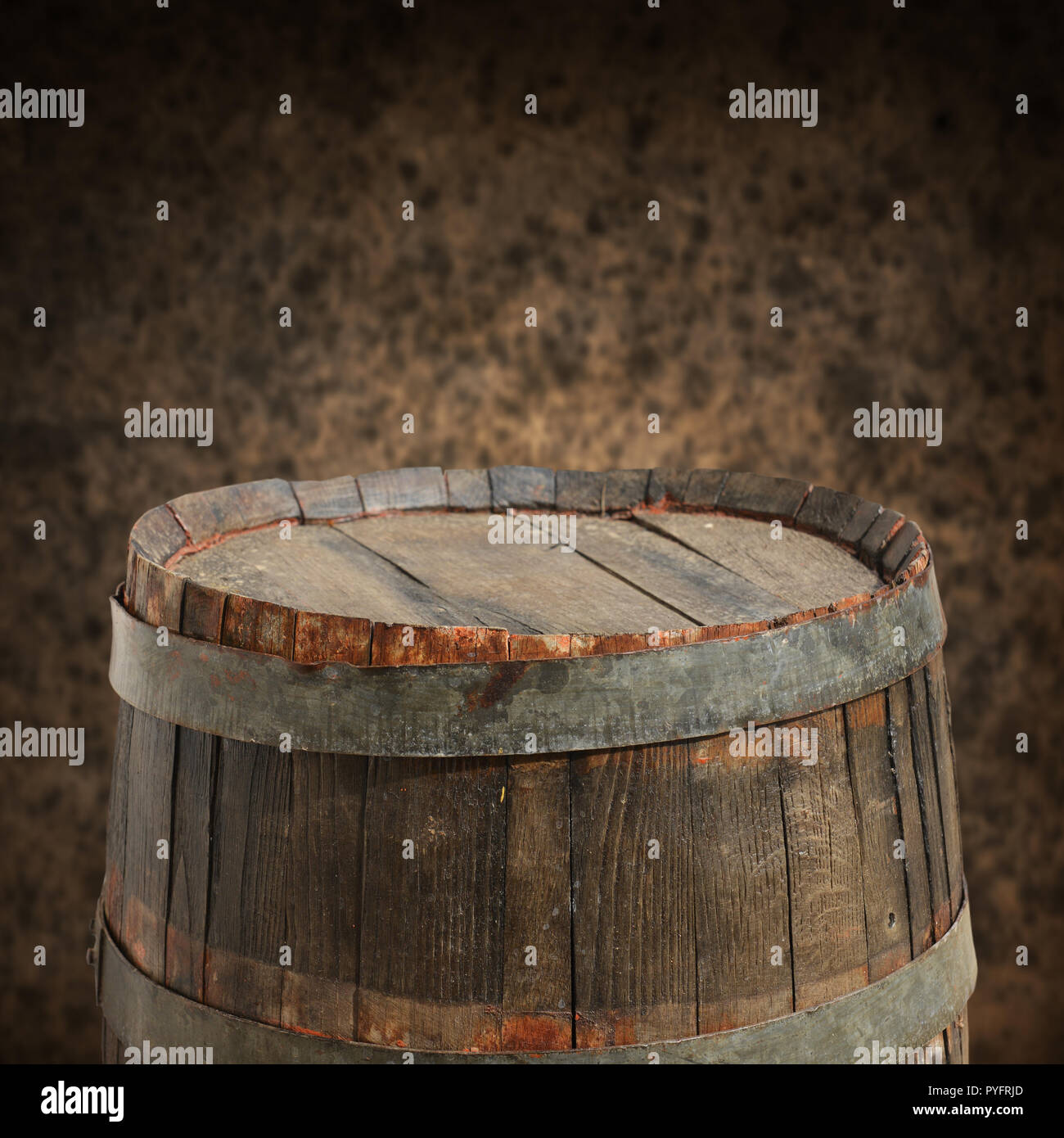 empty barrel for product display montages Stock Photo - Alamy