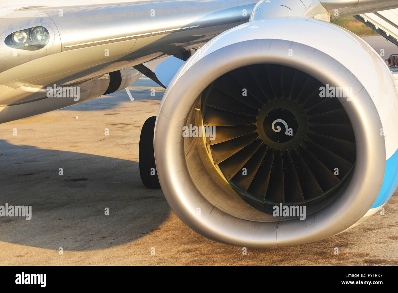 Turbine of airplane, closeup Stock Photo - Alamy