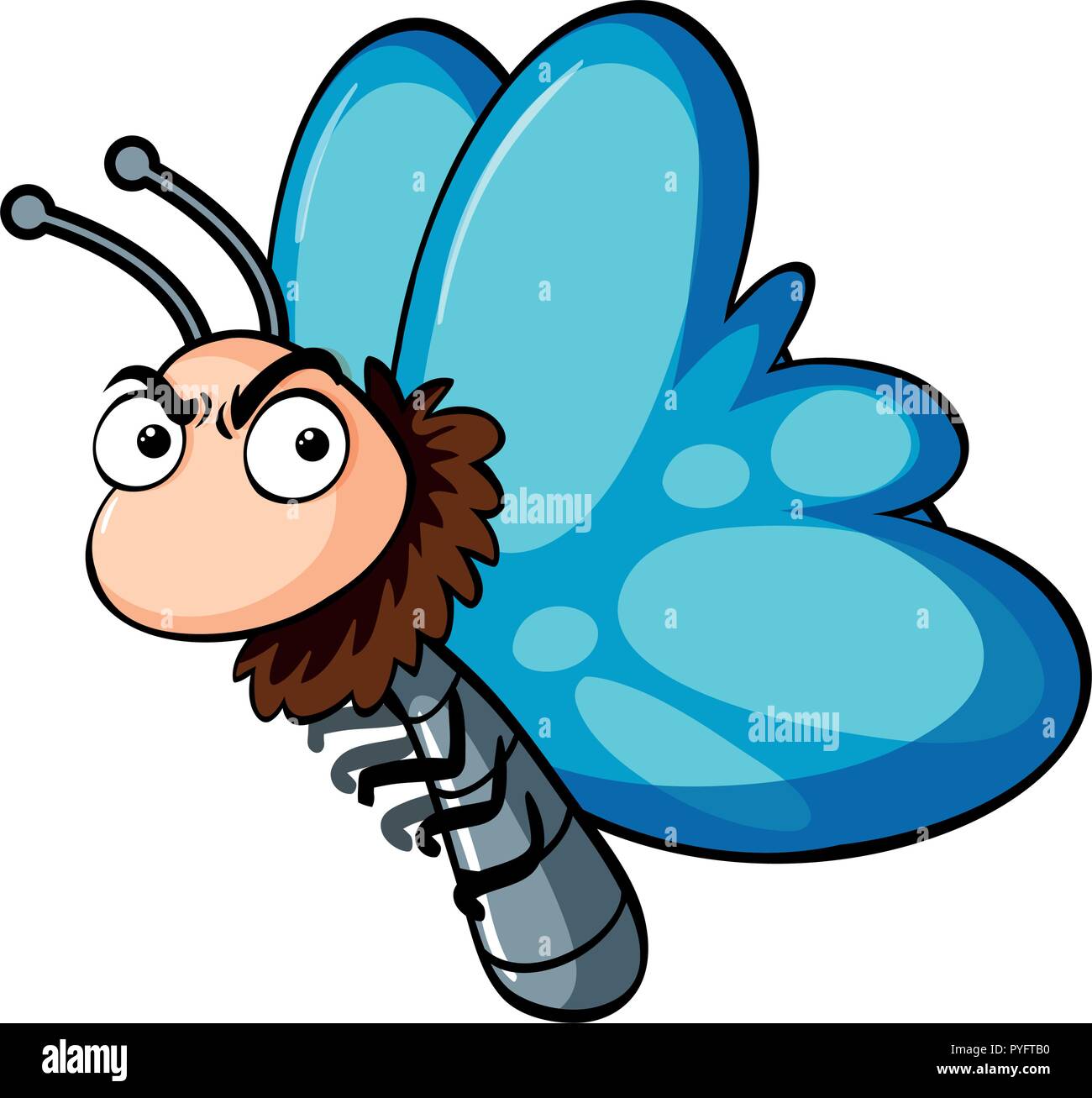 Blue butterfly with angry face illustration Stock Vector Image & Art - Alamy