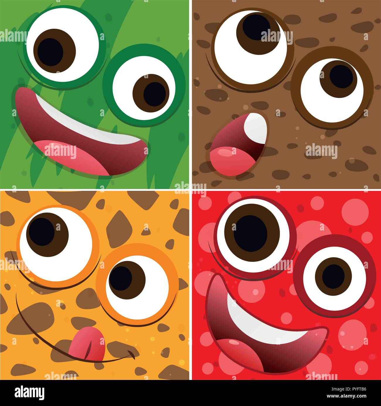Four backgrounds with funny faces illustration Stock Vector Image & Art ...