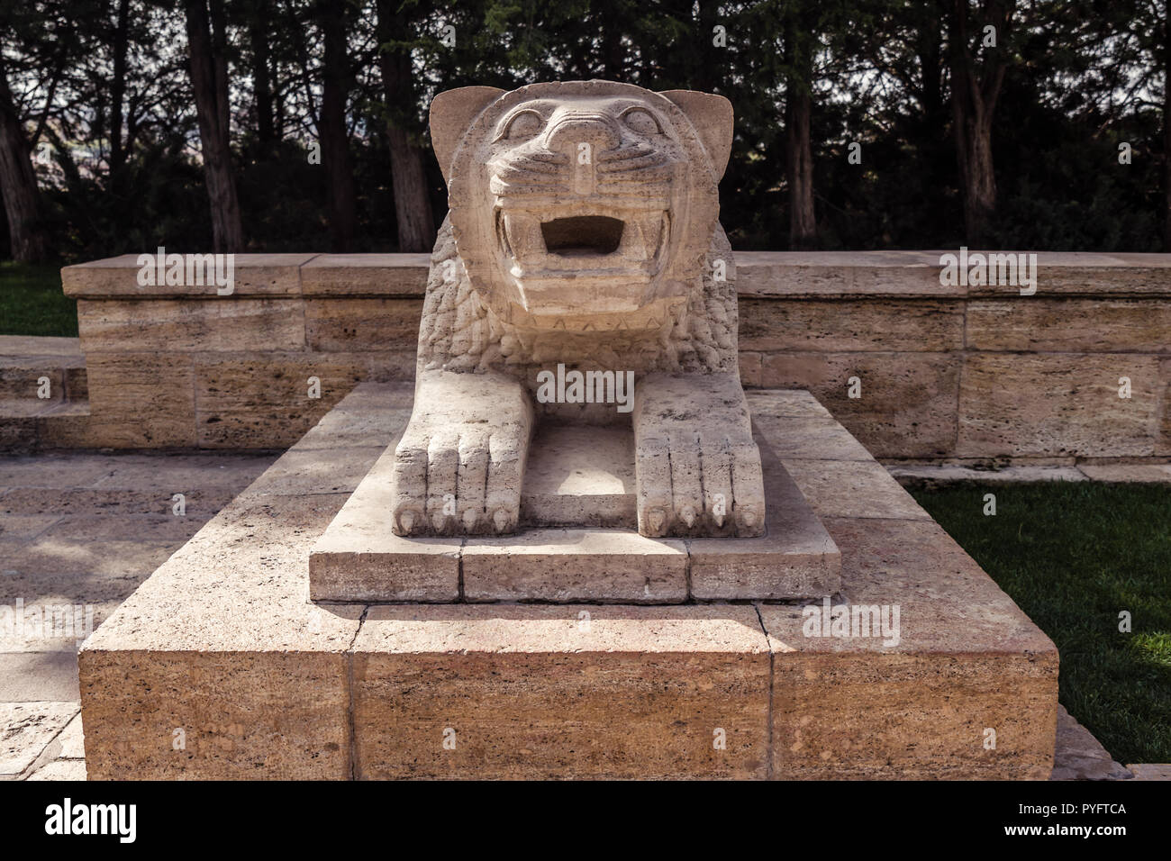 ANKARA, TURKEY - OCT 20, 2018: Lion Statues in Road of Lions at ...