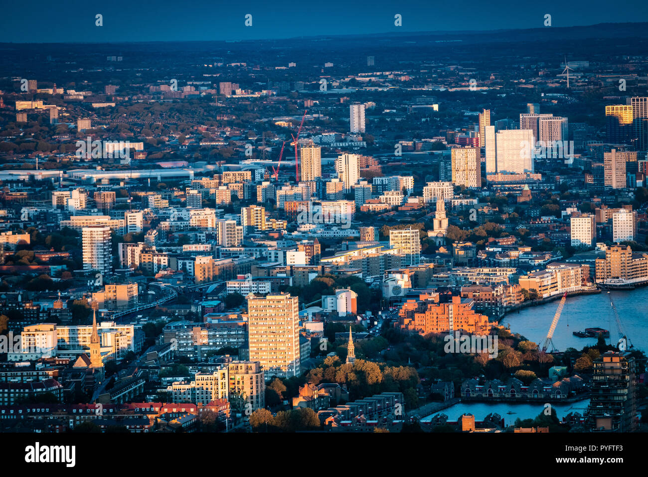 London tower blocks aerial view Stock Photo - Alamy