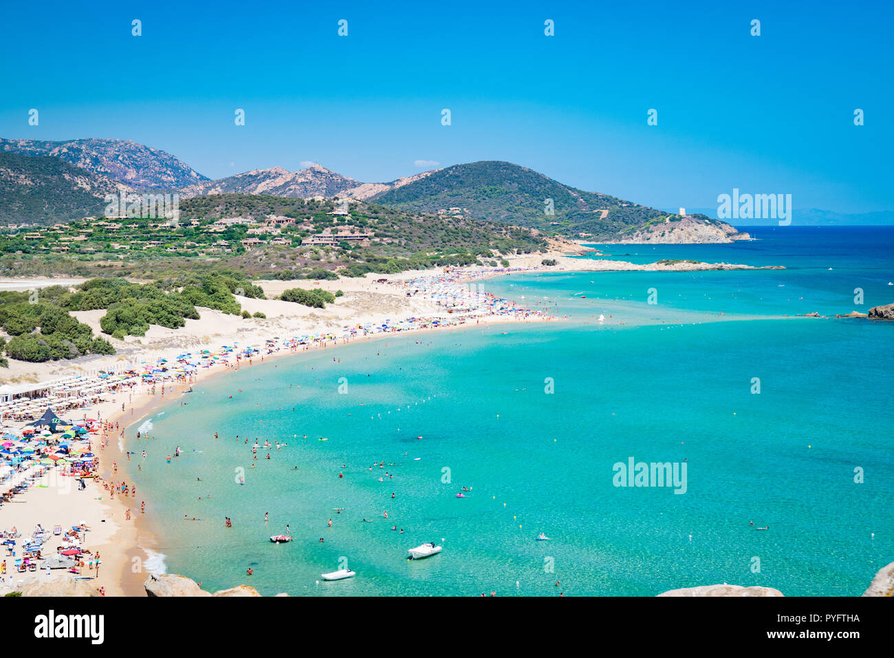 Panorama of the wonderful beaches of Chia, Sardinia, Italy Stock Photo ...