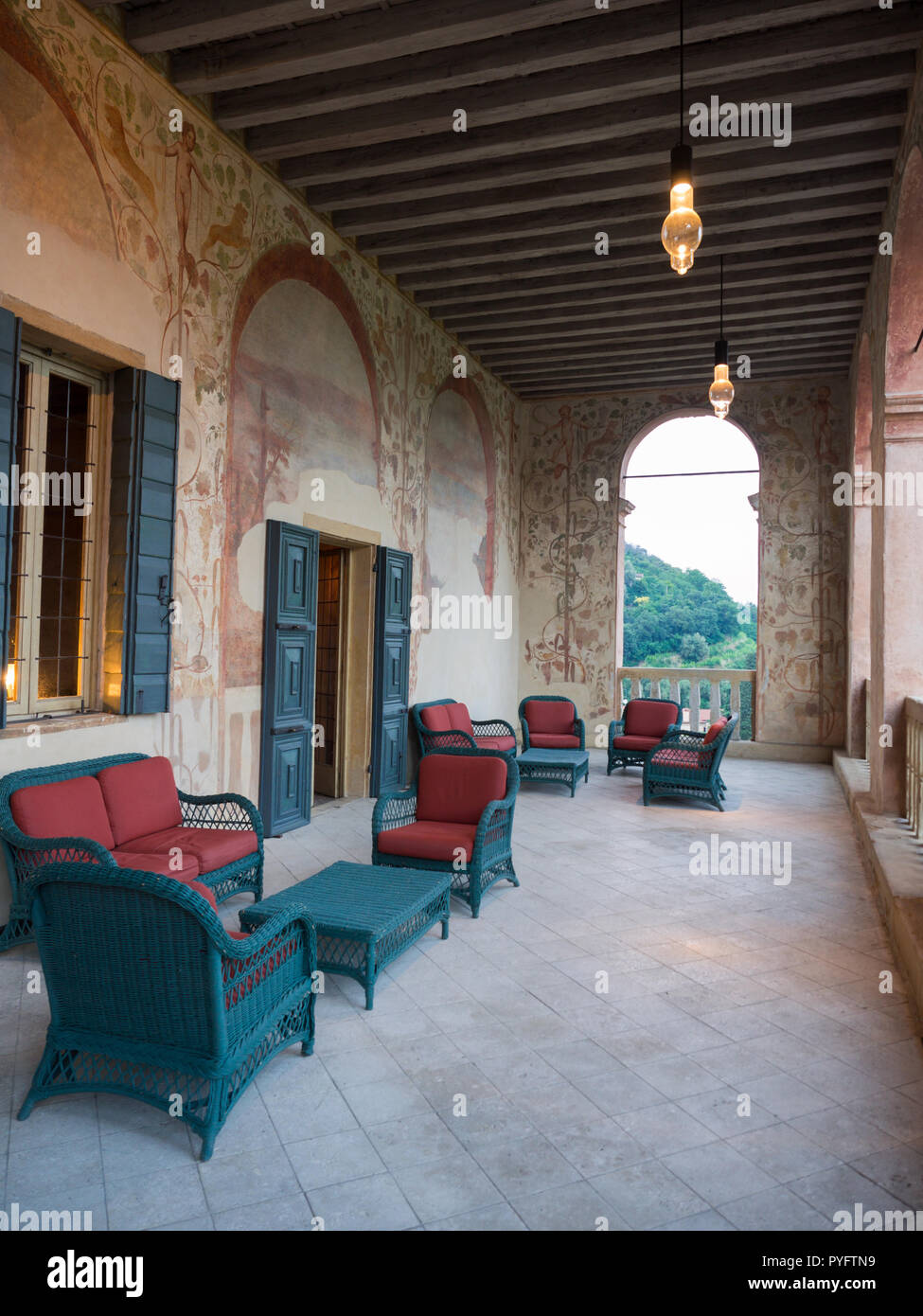 Torreglia, Italy - May 26, 2018: The wonderful outdoor terrace of Villa ...