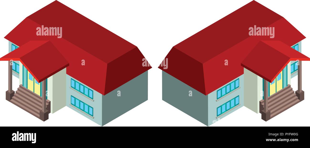 Isometric house building on white illustration Stock Vector Image & Art - Alamy