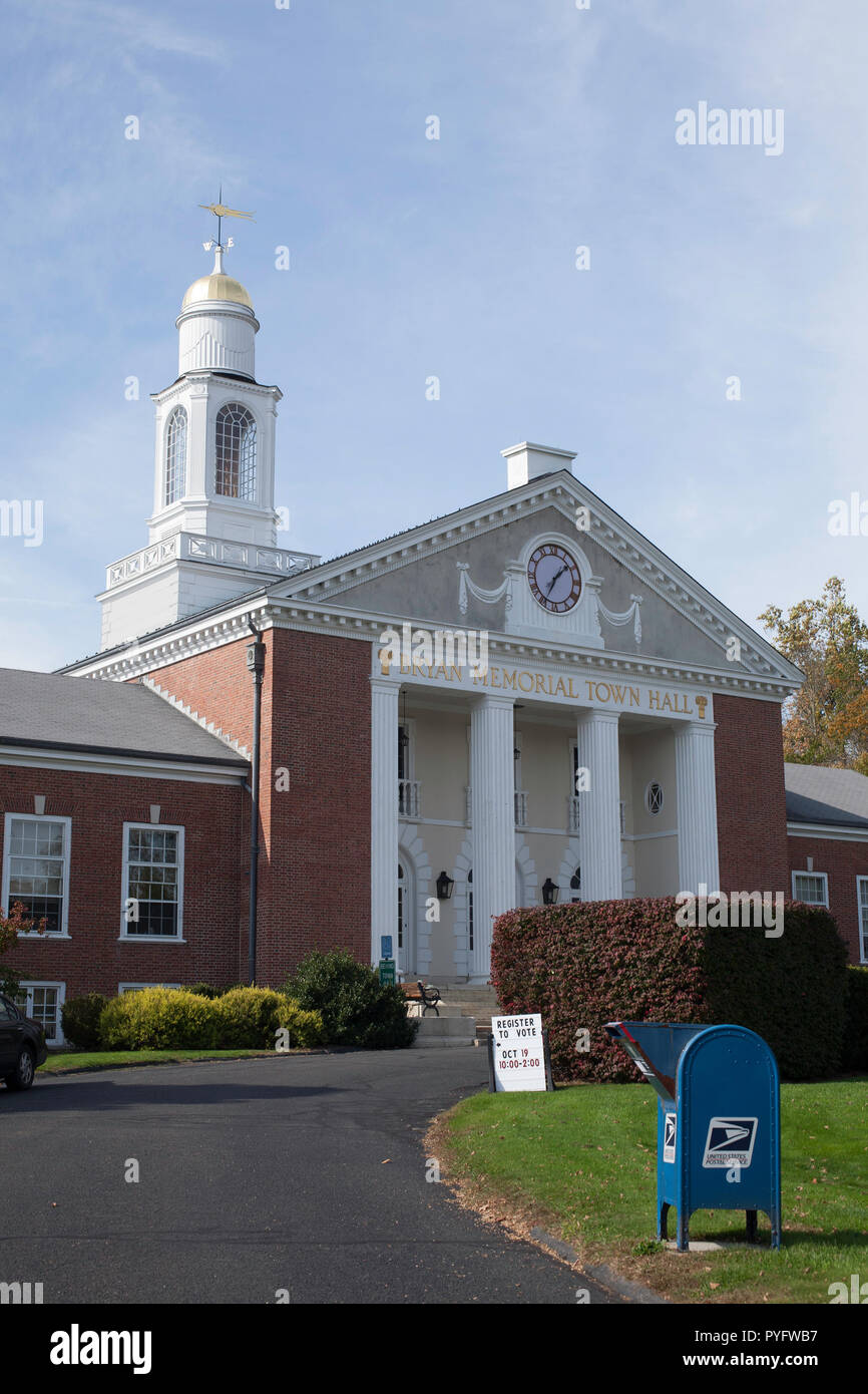 Bryan Memorial Town Hall in Washington Depot, Connecticut, a typical ...