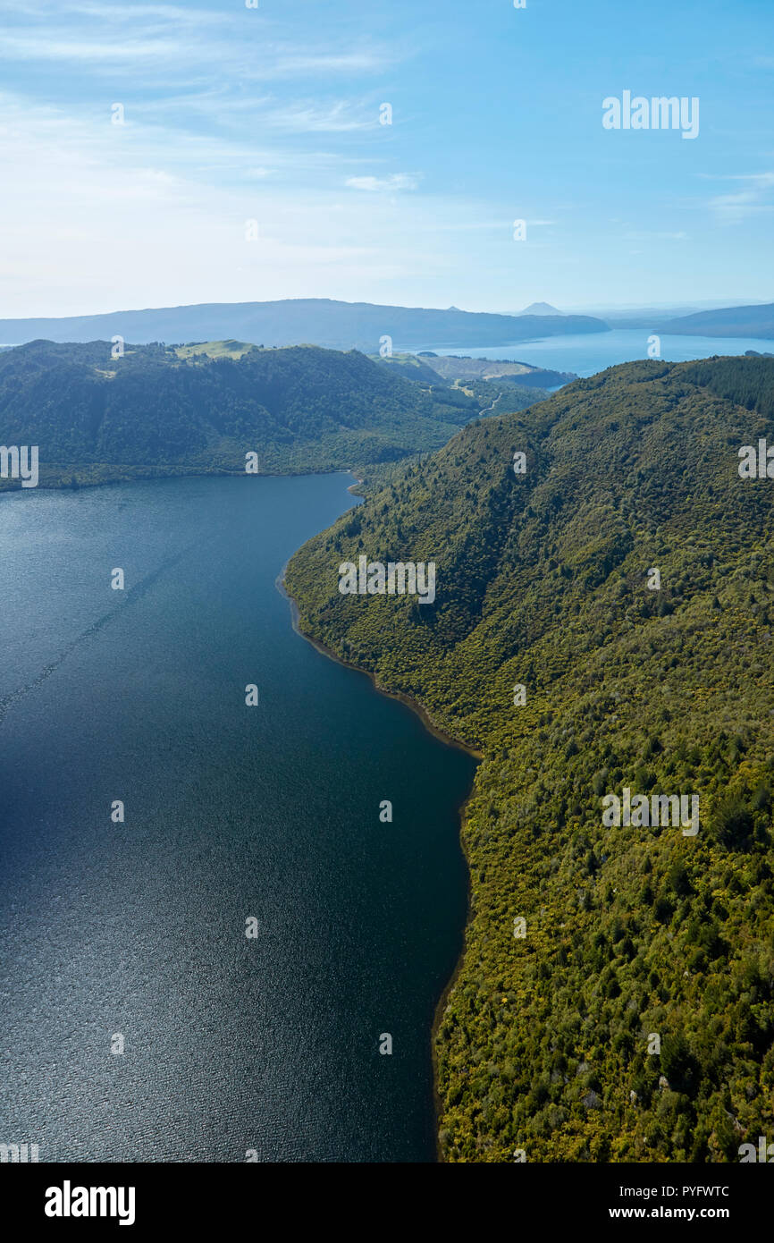 Lake Rotokakahi (Green Lake), native forest, and Lake Tarawera (in ...
