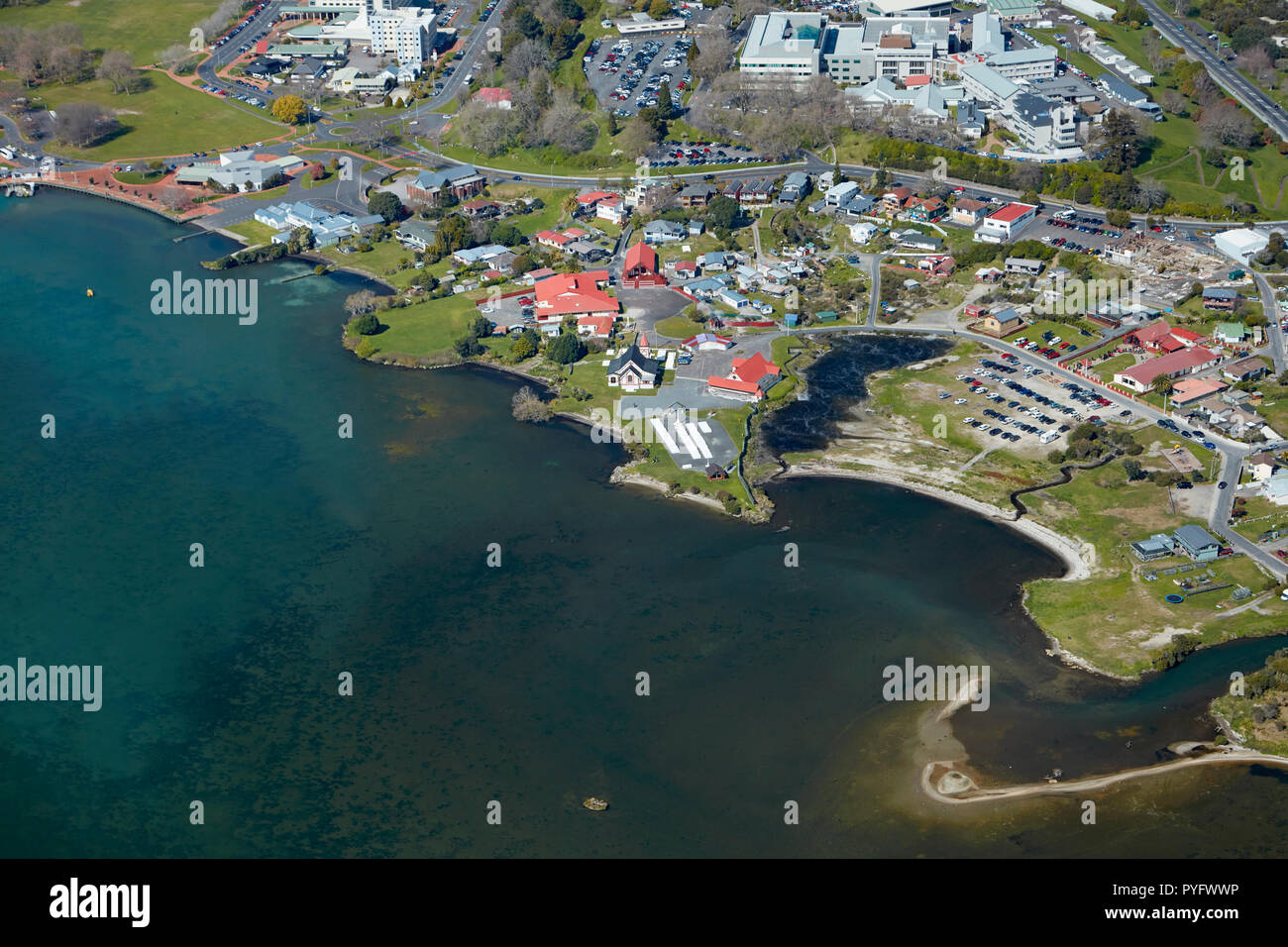 Ohinemutu Maori Village and waterfront, Rotorua, North Island, New ...