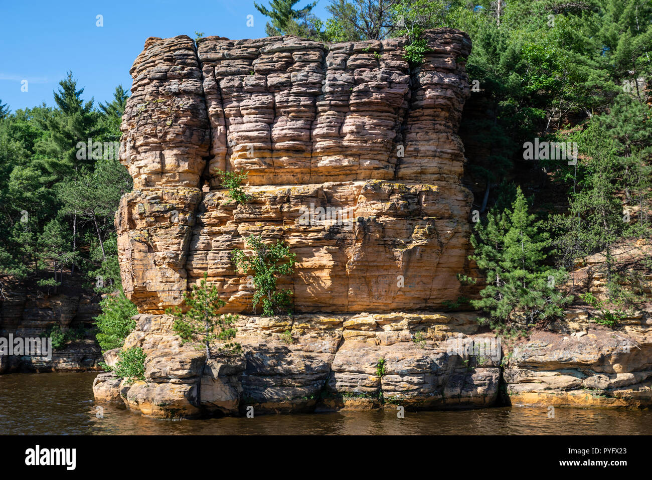 Eroded rock formations that make the Wisconsin Dells a tourist ...