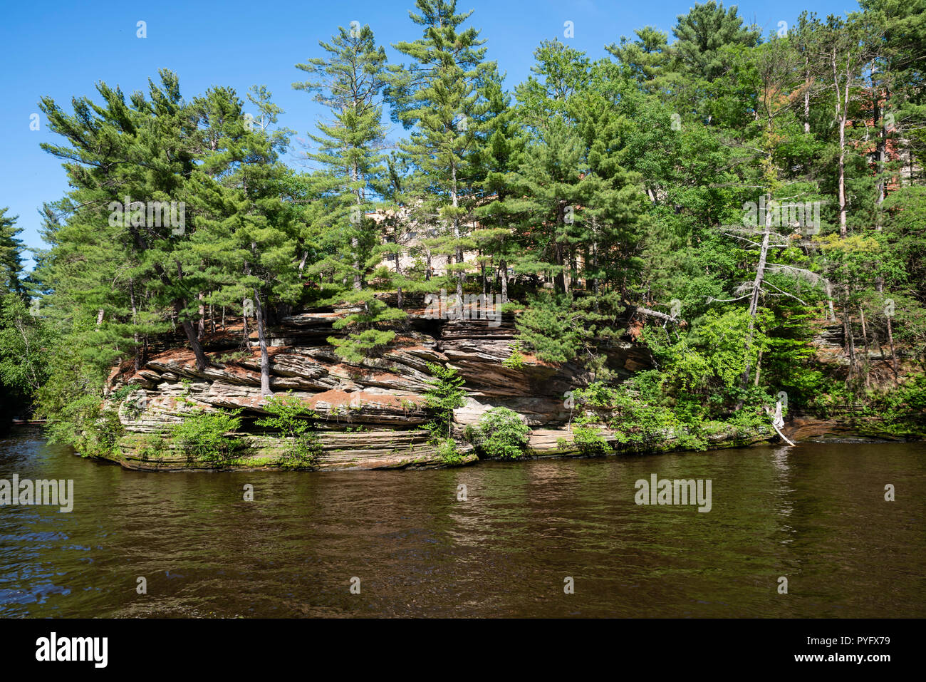 Eroded rock formations that make the Wisconsin Dells a tourist ...