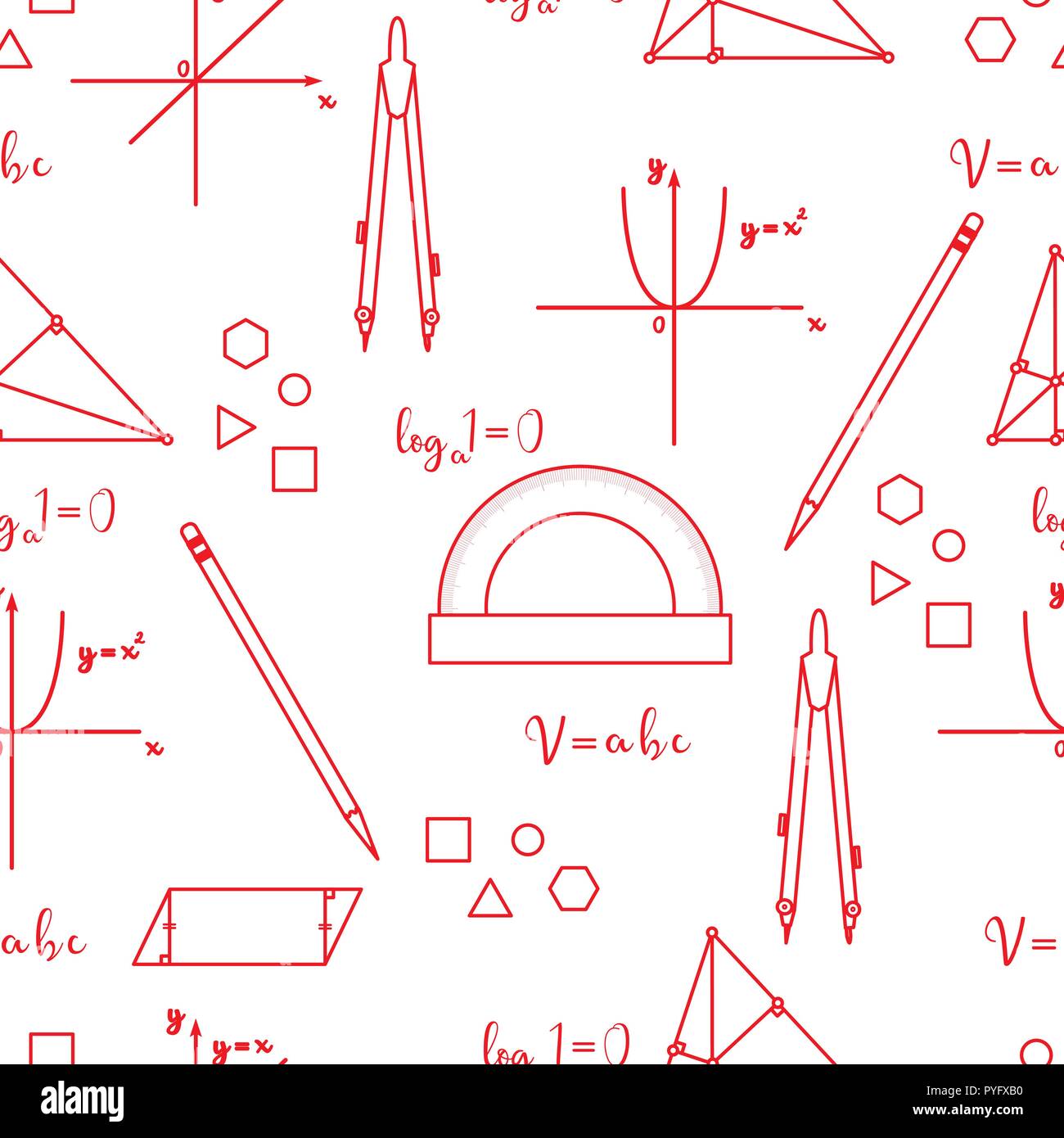 Mathematical scientific vector seamless pattern with geometry plots ...