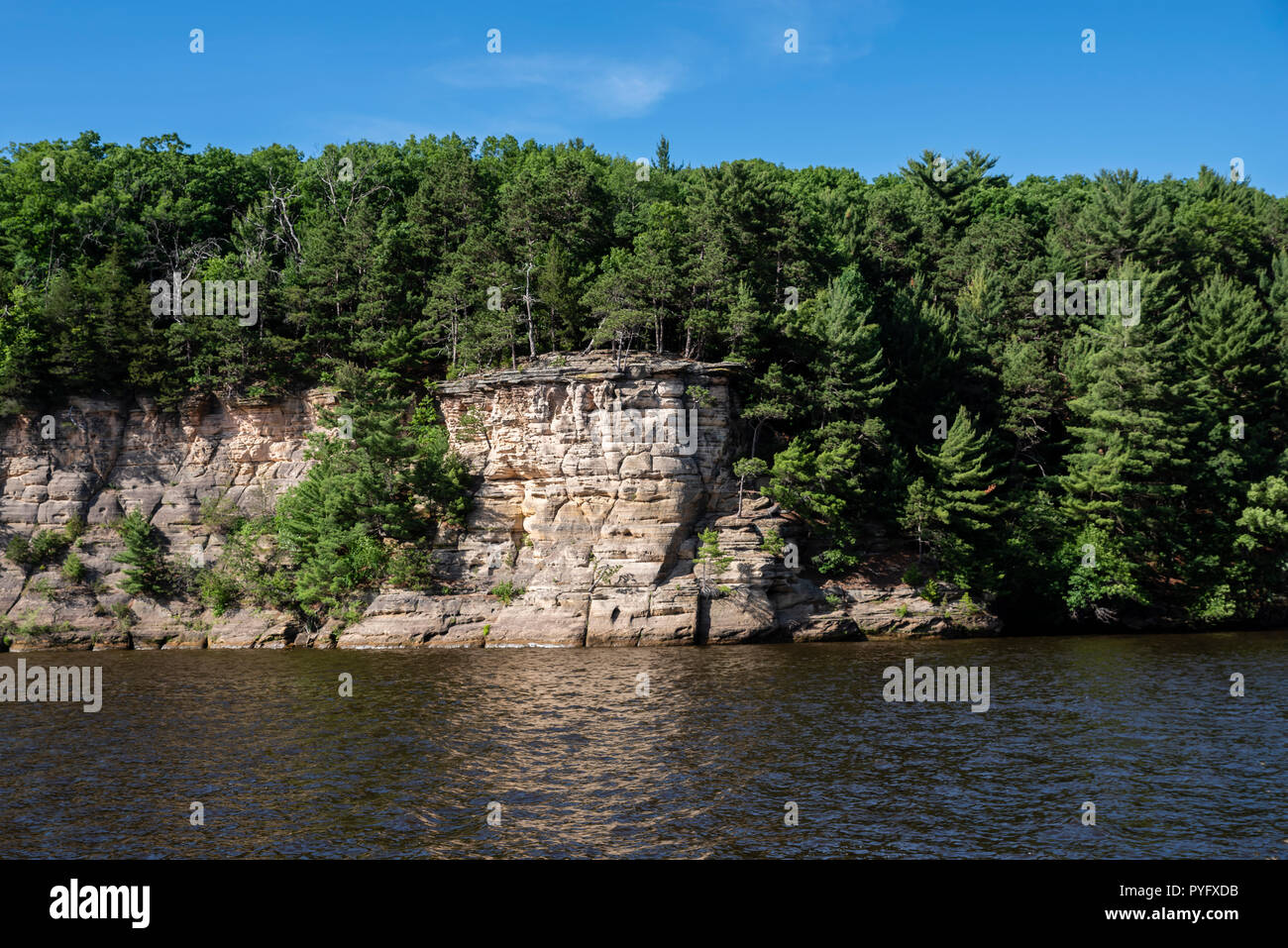 Eroded rock formations that make the Wisconsin Dells a tourist ...