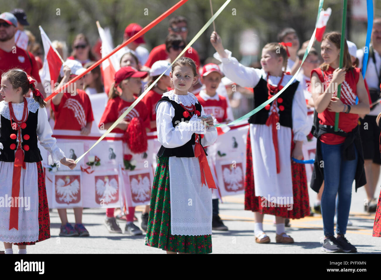 Chicago, Illinois, USA - May 5, 2018: The Polish Constitution Day ...