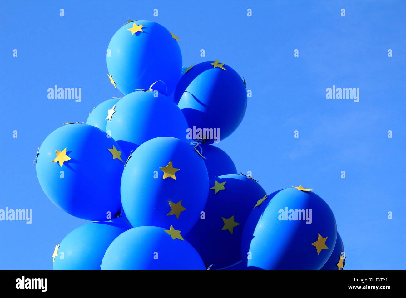 European Union balloons in blue sky Stock Photo - Alamy