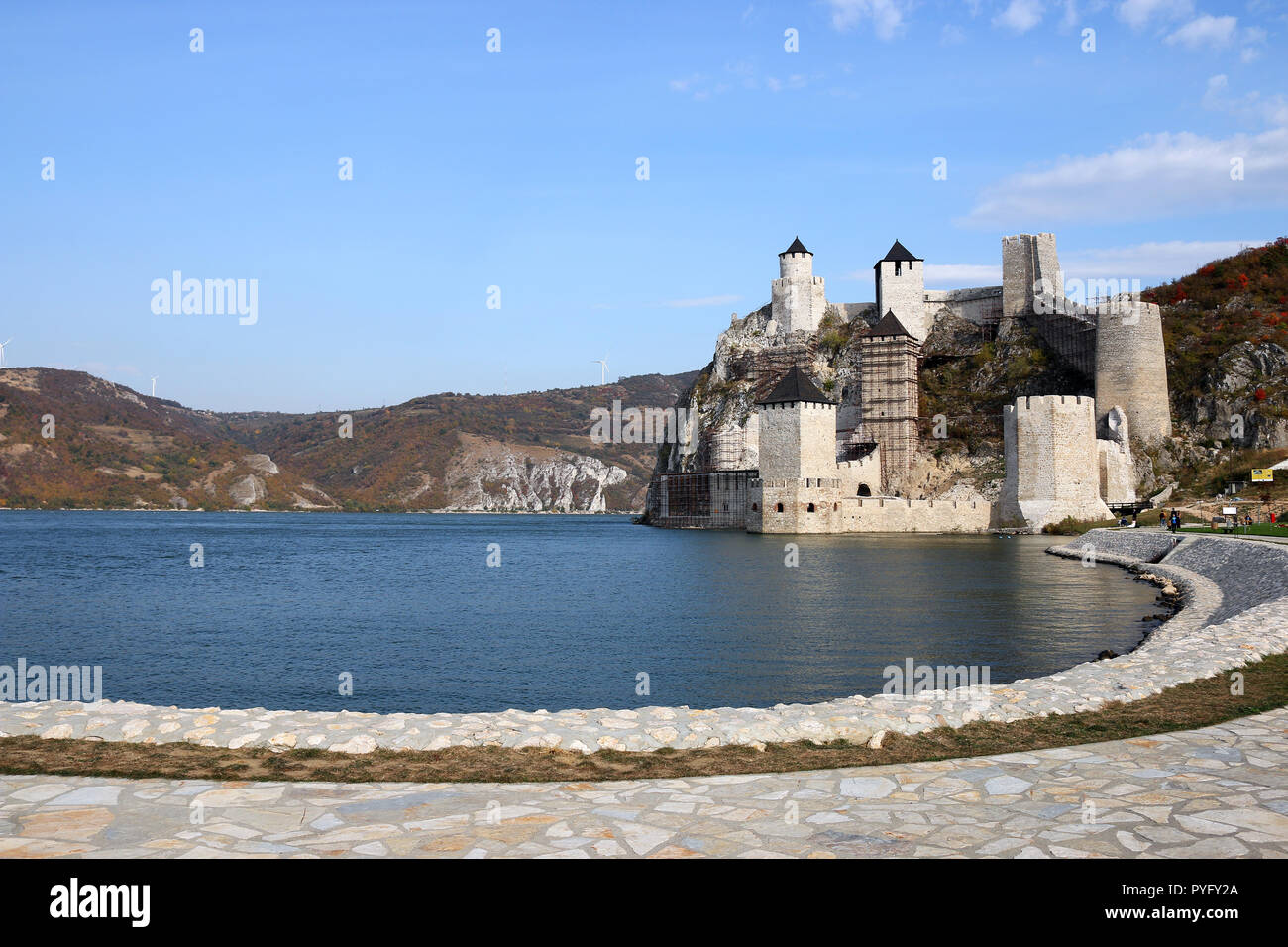 Golubac fortress on Danube river Djerdap landscape Serbia Stock Photo ...