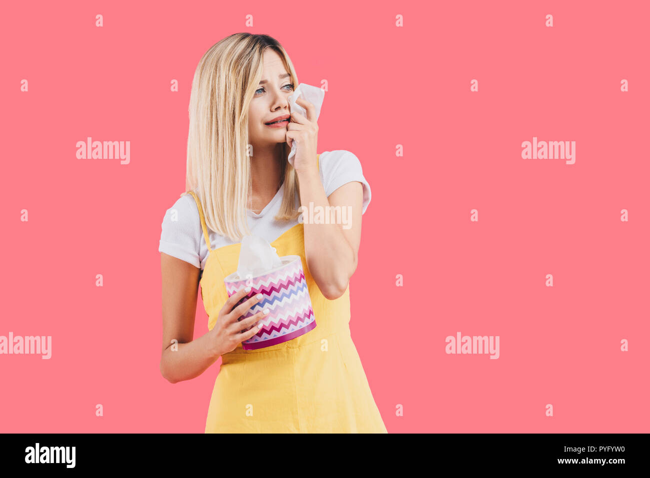 Girl sad tears tissue hi-res stock photography and images - Alamy