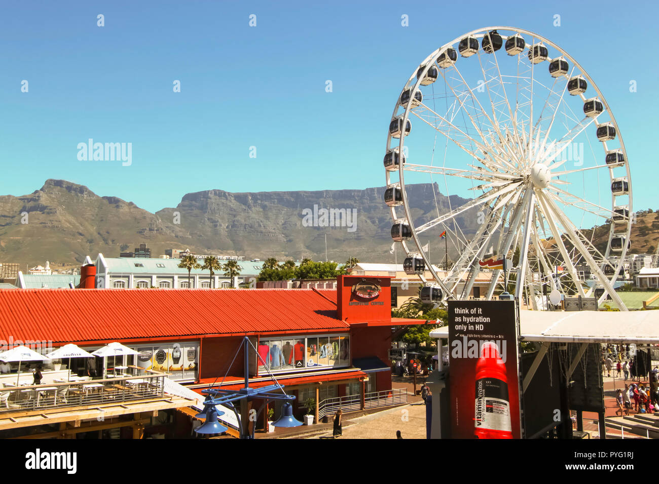 Cape Town - 2011: Victoria & Alfred Waterfront and ferris wheel with a ...