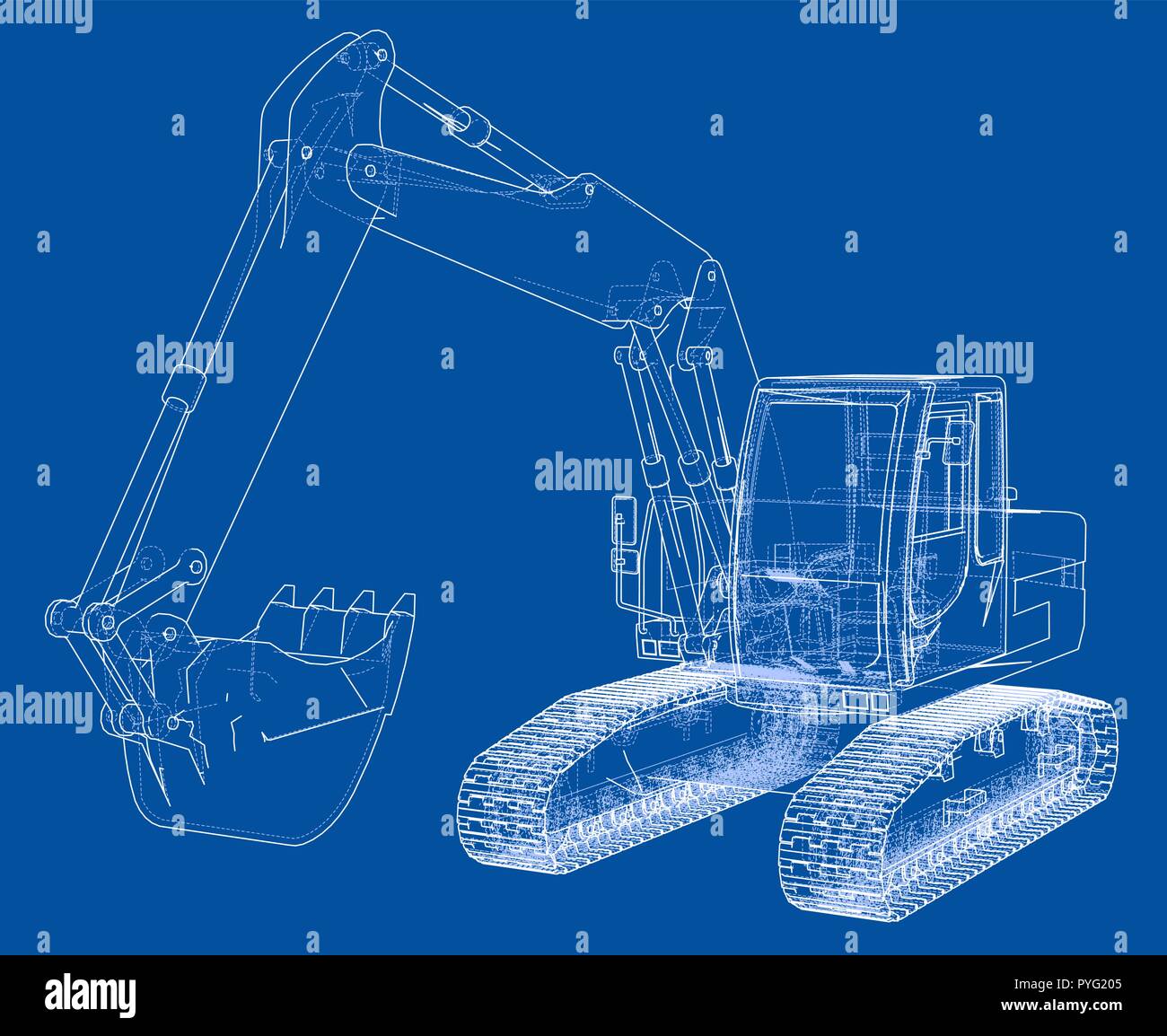 Excavator concept outline. Vector Stock Vector Image & Art - Alamy