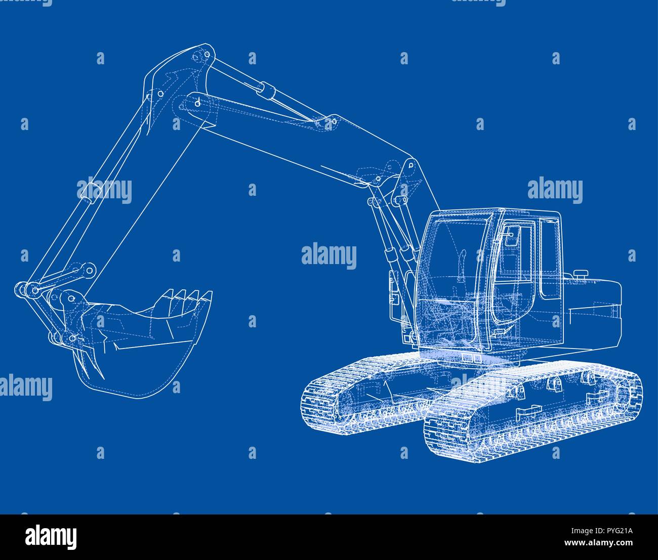 Excavator concept outline. Vector Stock Vector Image & Art - Alamy