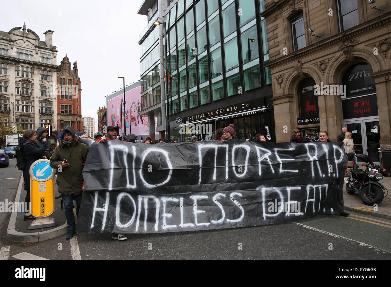 Manchester, UK. 27th October 2018. Protesters take to the streets after ...