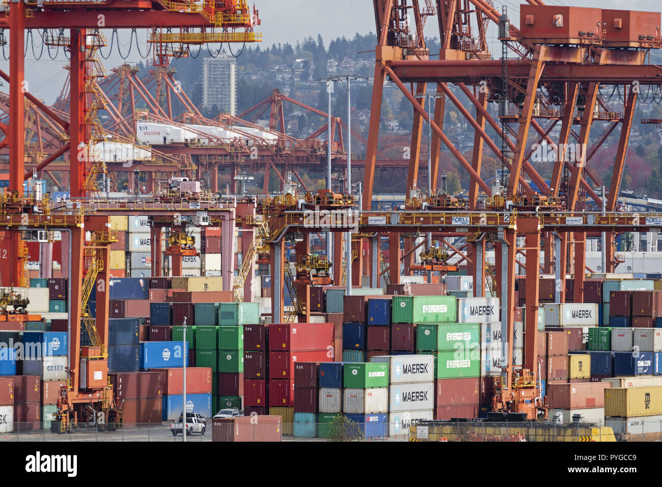 Vancouver, British Columbia, Canada. 26th Oct, 2018. Gantry cranes and ...
