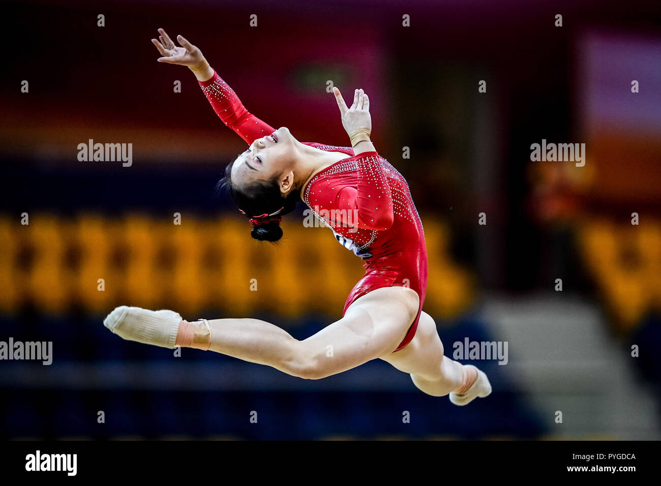 Doha, Qatar. October 28, 2018: Huan Luo of China during Floor ...