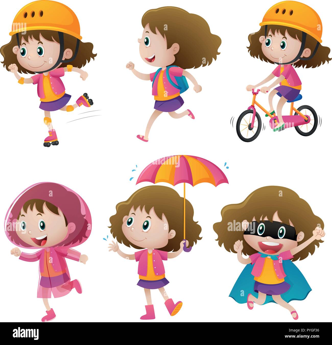 Girl doing different activities illustration Stock Vector Image & Art ...