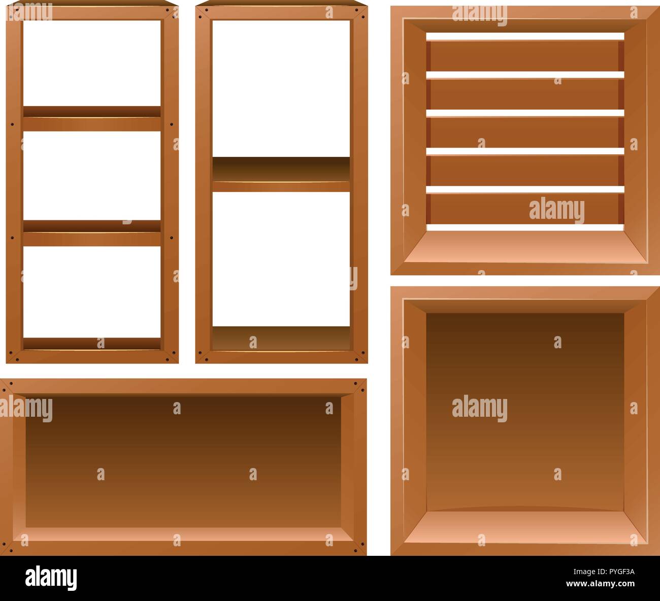 Different designs of wooden shelves illustration Stock Vector Image ...