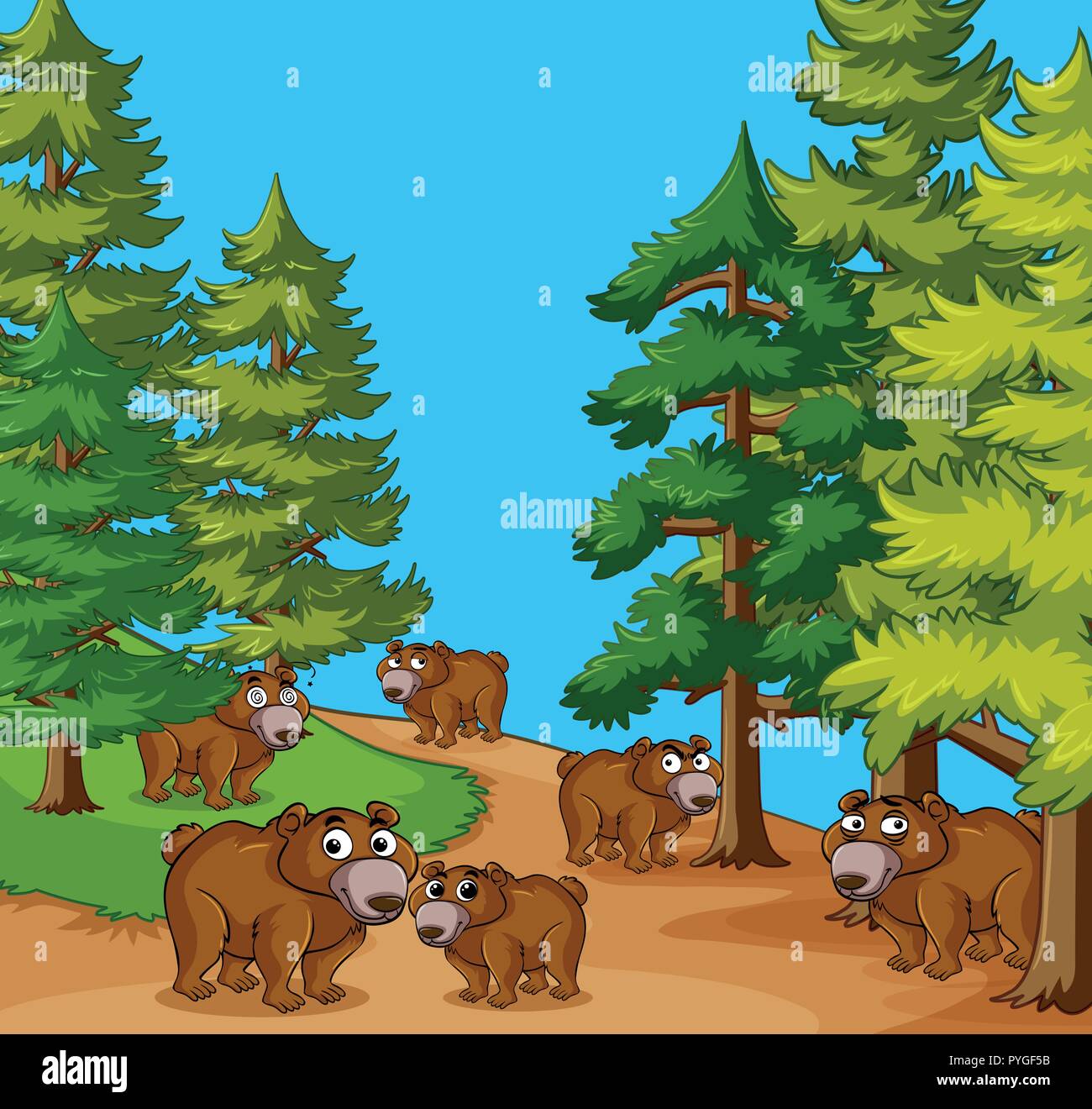 Bears in the forest Stock Vector Images - Alamy