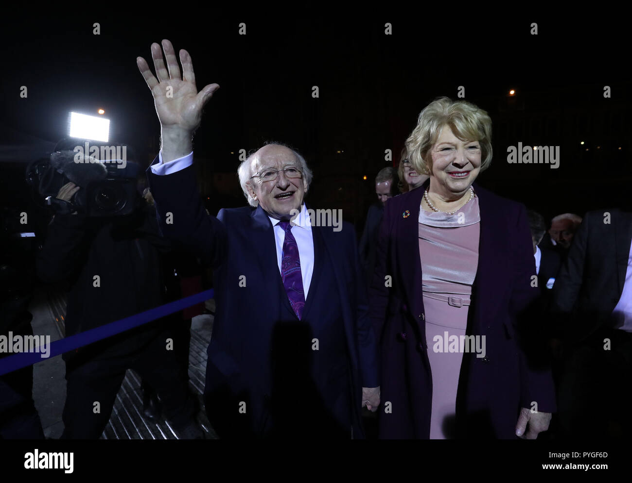 Michael D Higgins and his wife Sabina arrive at Dublin Castle to attend ...