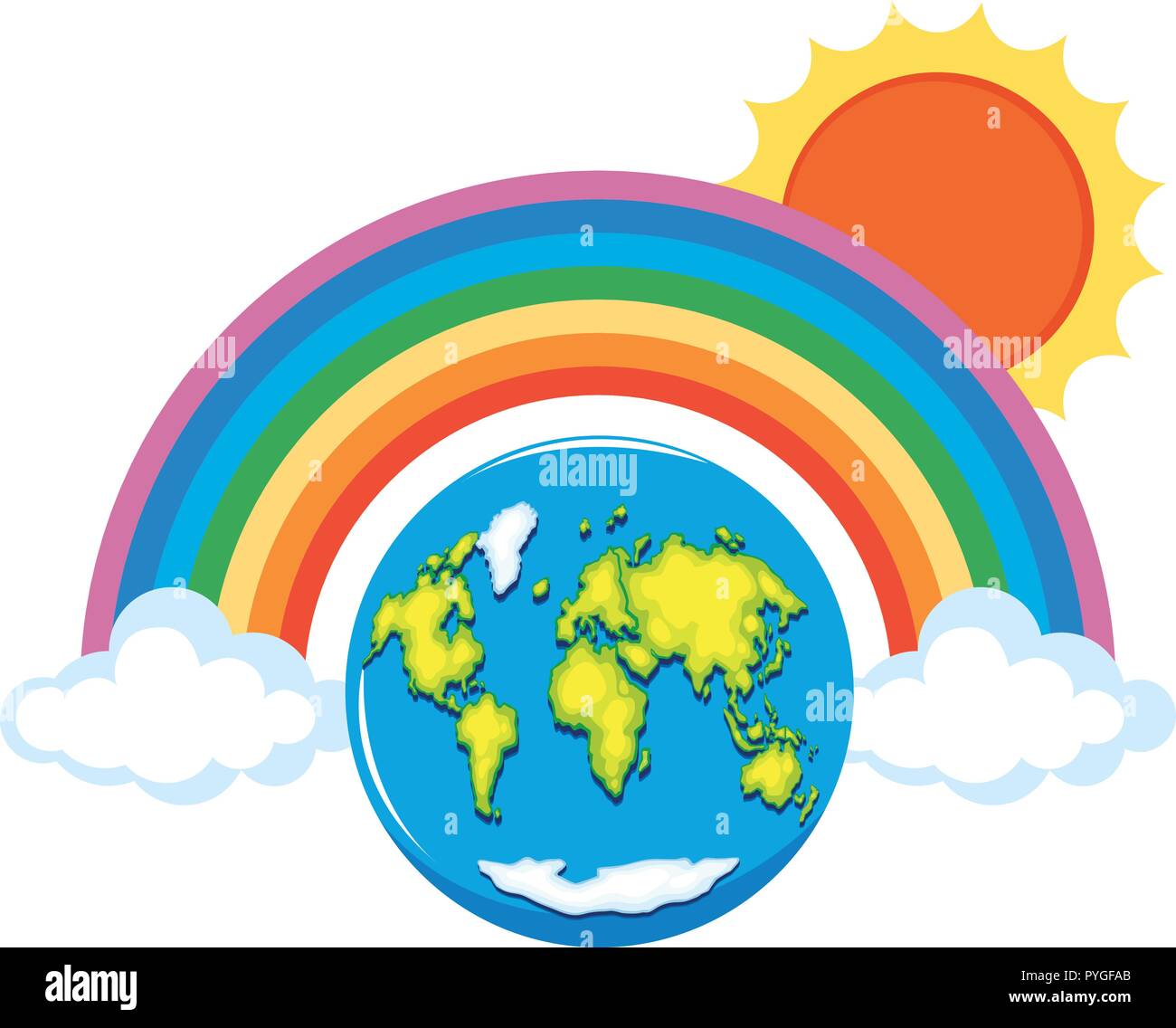 Rainbow over the world illustration Stock Vector Image & Art - Alamy