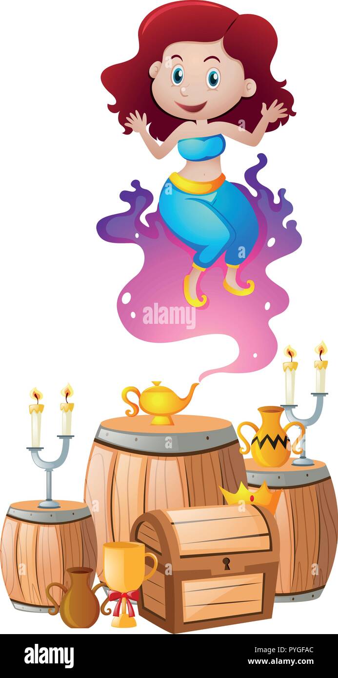 Genie floating out of the lamp illustration Stock Vector Image & Art ...