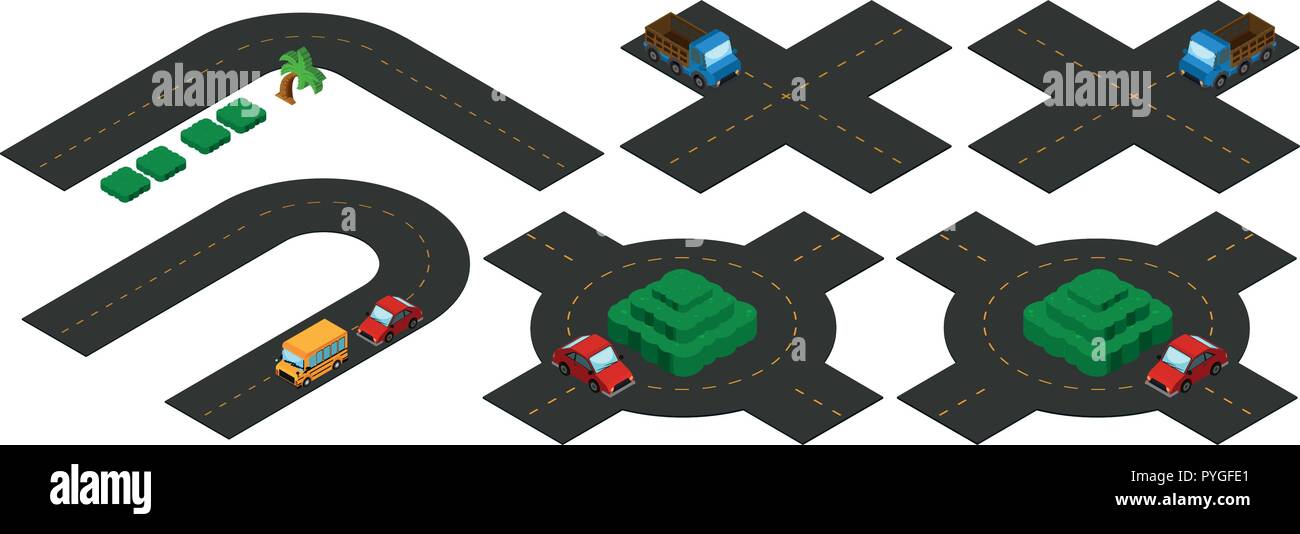 Isometric intersections on white background illustration Stock Vector ...