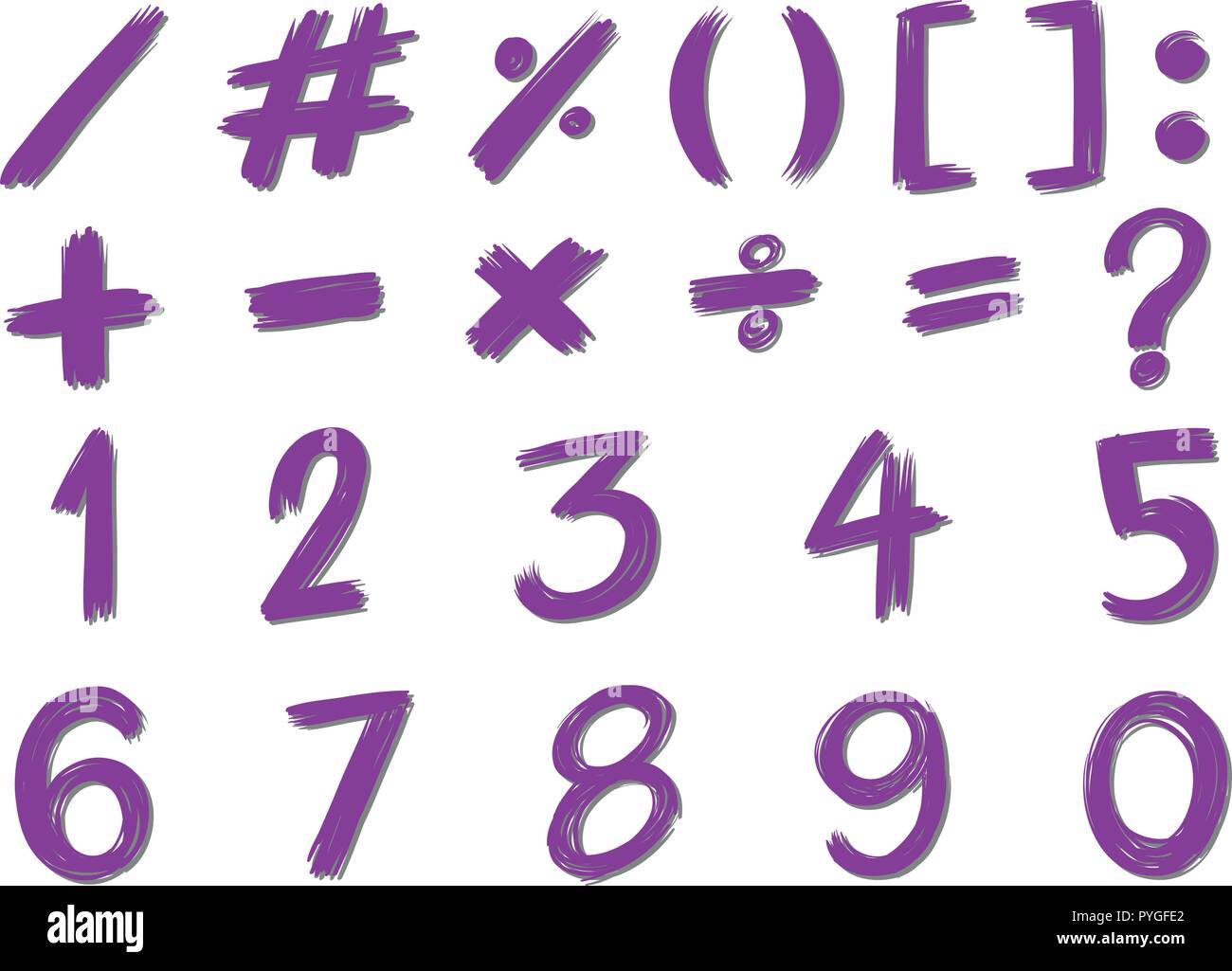 Numbers and signs in purple color illustration Stock Vector Image & Art ...