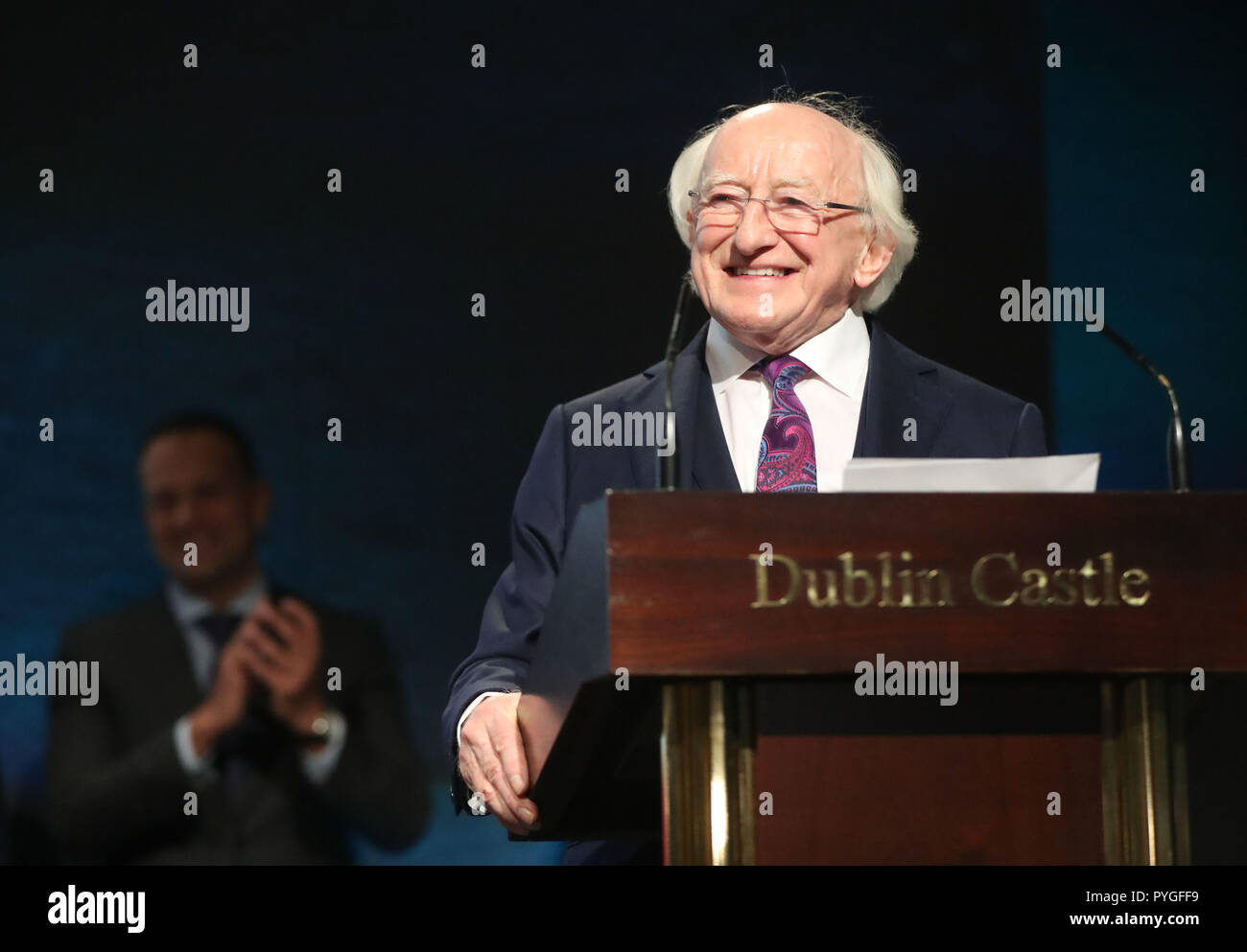 Michael D Higgins makes his victory speech after he was announced as ...