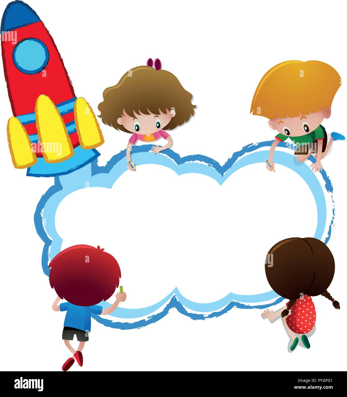 Border template with kids drawing illustration Stock Vector Image & Art ...
