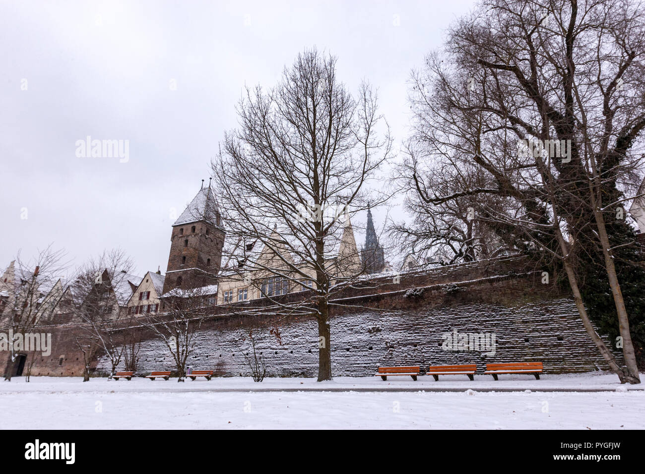 Ulm city wall in winter with snow hi-res stock photography and images ...