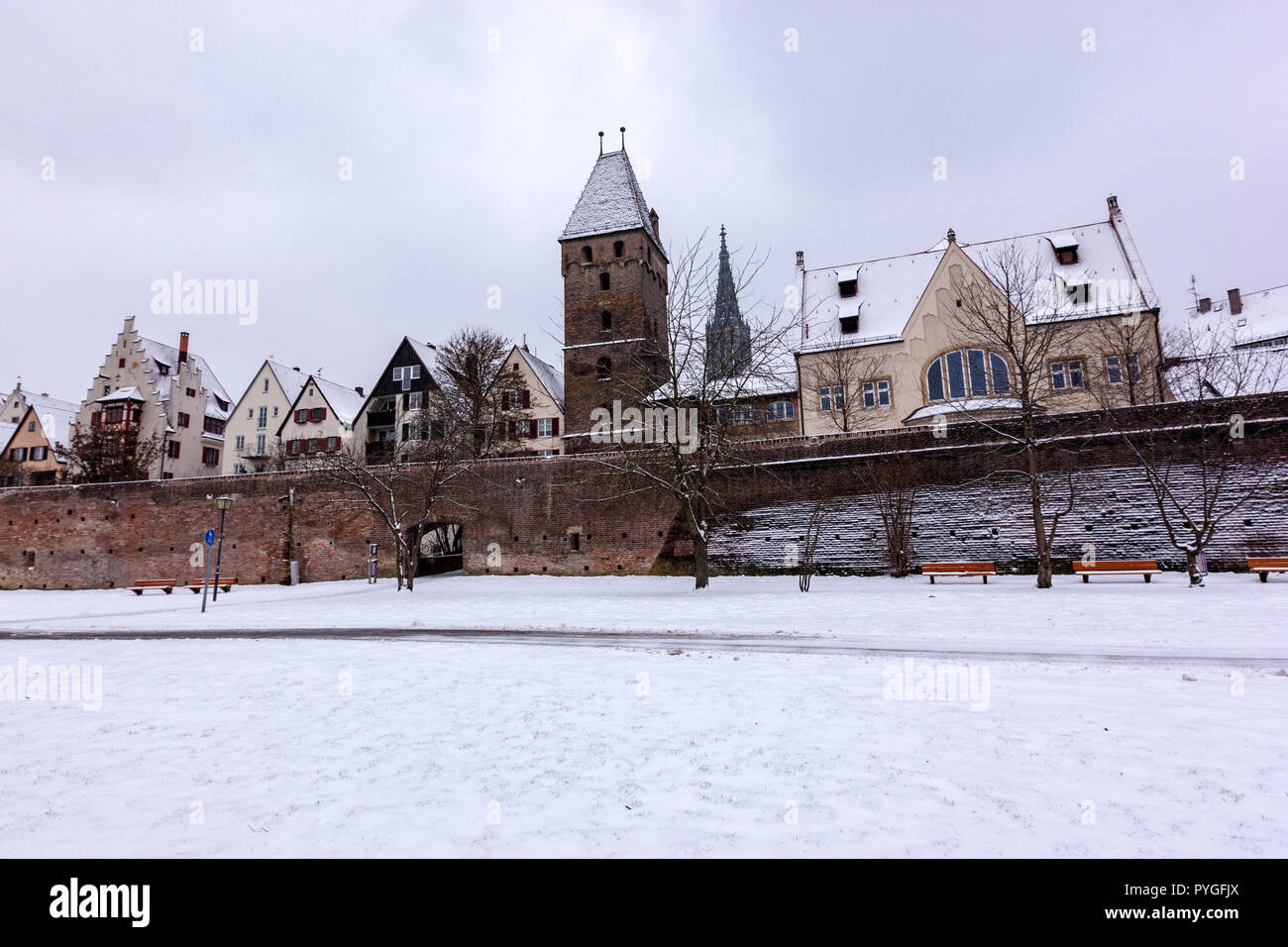 Ulm city wall in winter with snow hi-res stock photography and images ...