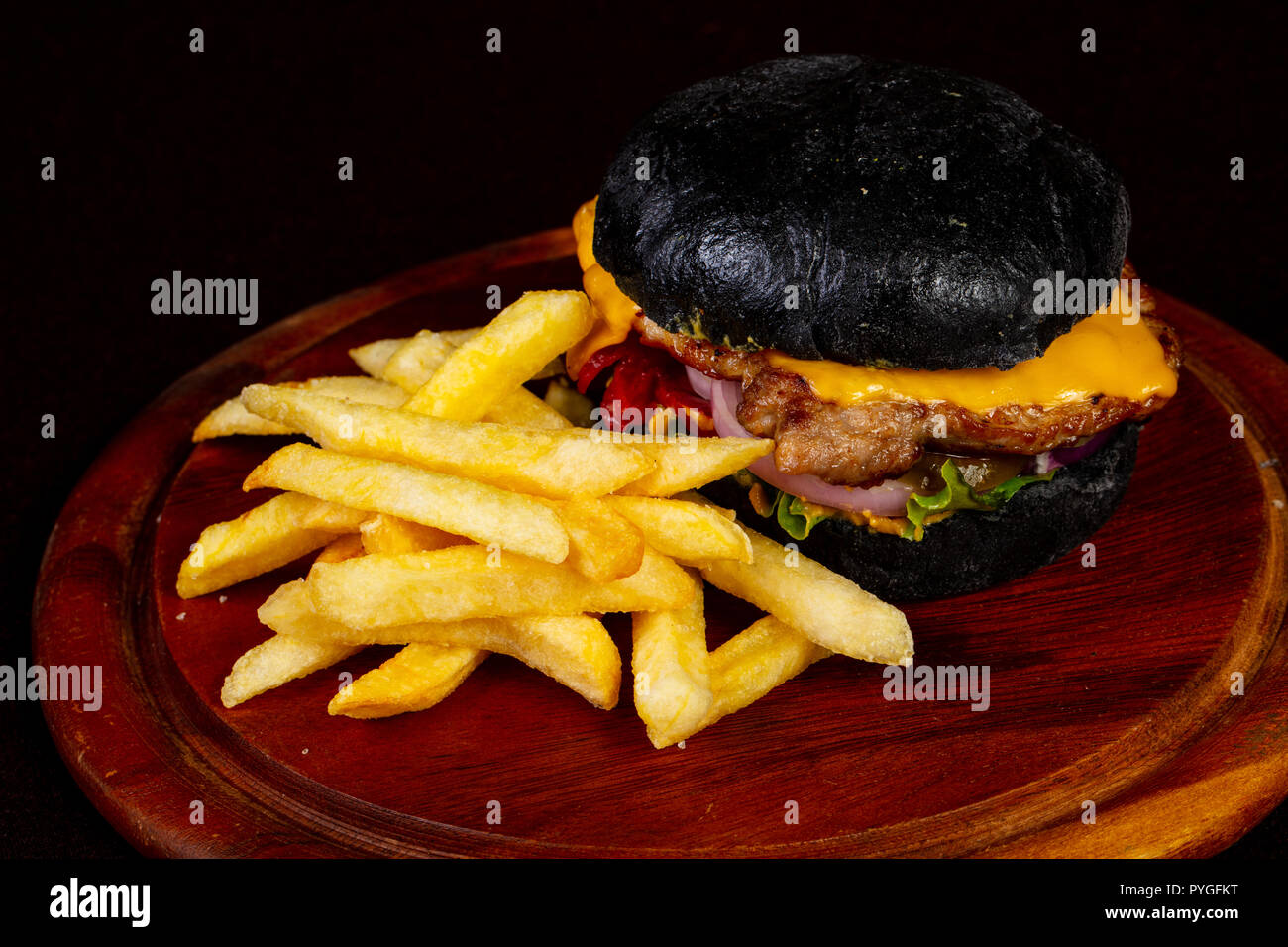 Homemade burher with french potato Stock Photo - Alamy
