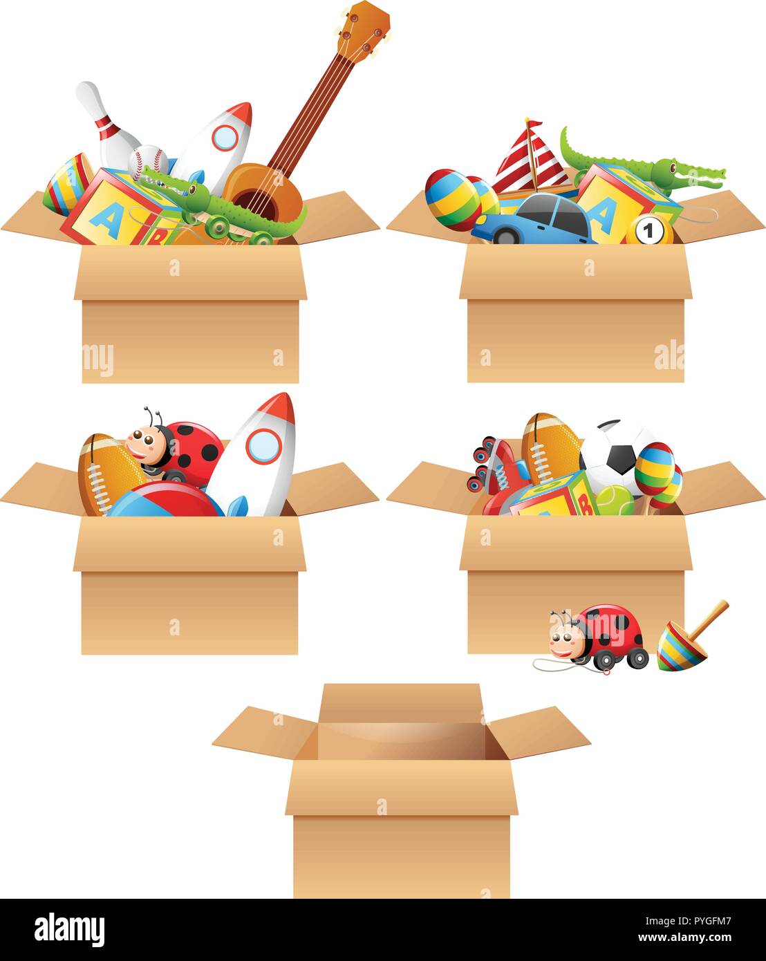 Boxes full of toys illustration Stock Vector Image & Art - Alamy